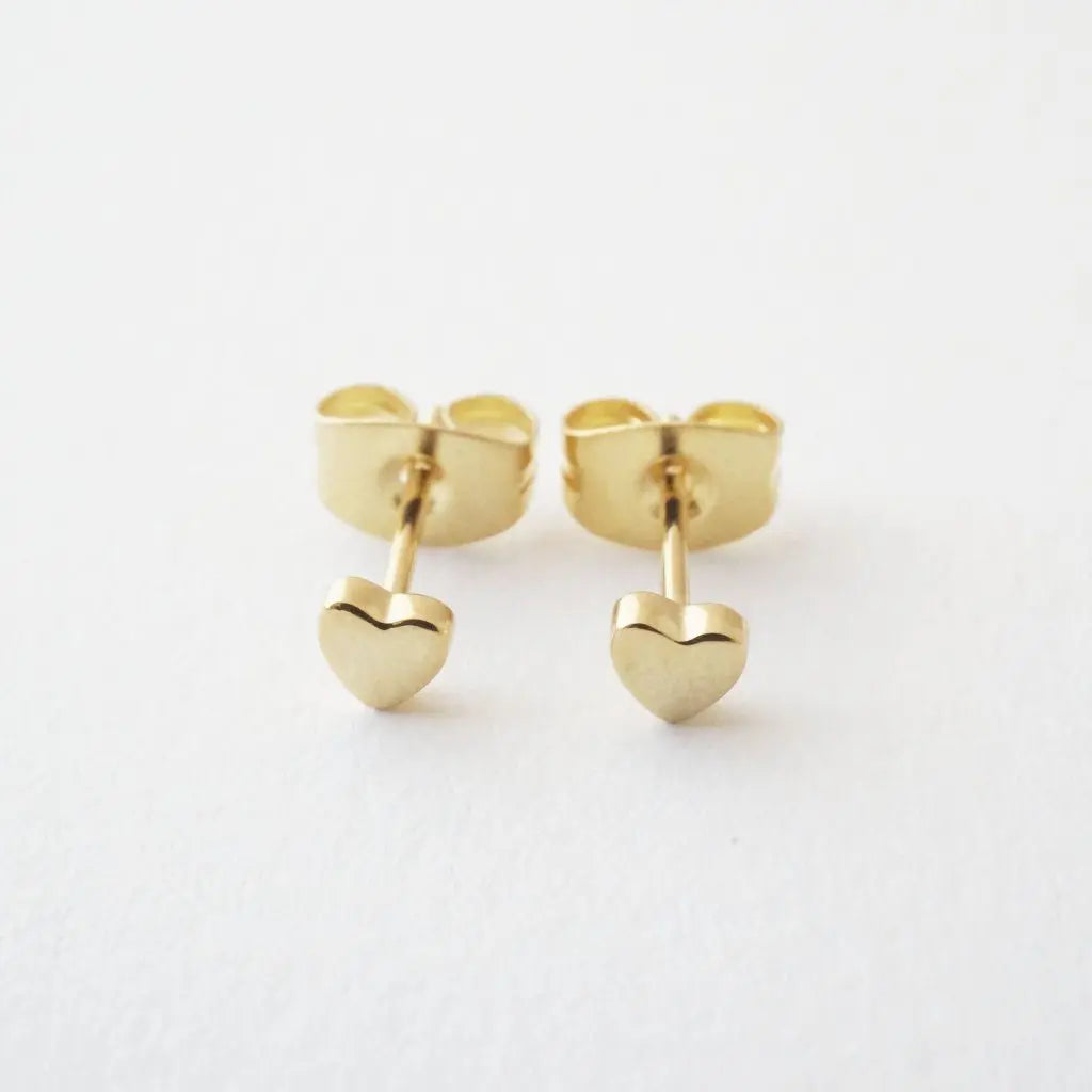 Mini Heart Stud Earrings - precious plated teeny tiny hearts – Honeycat
