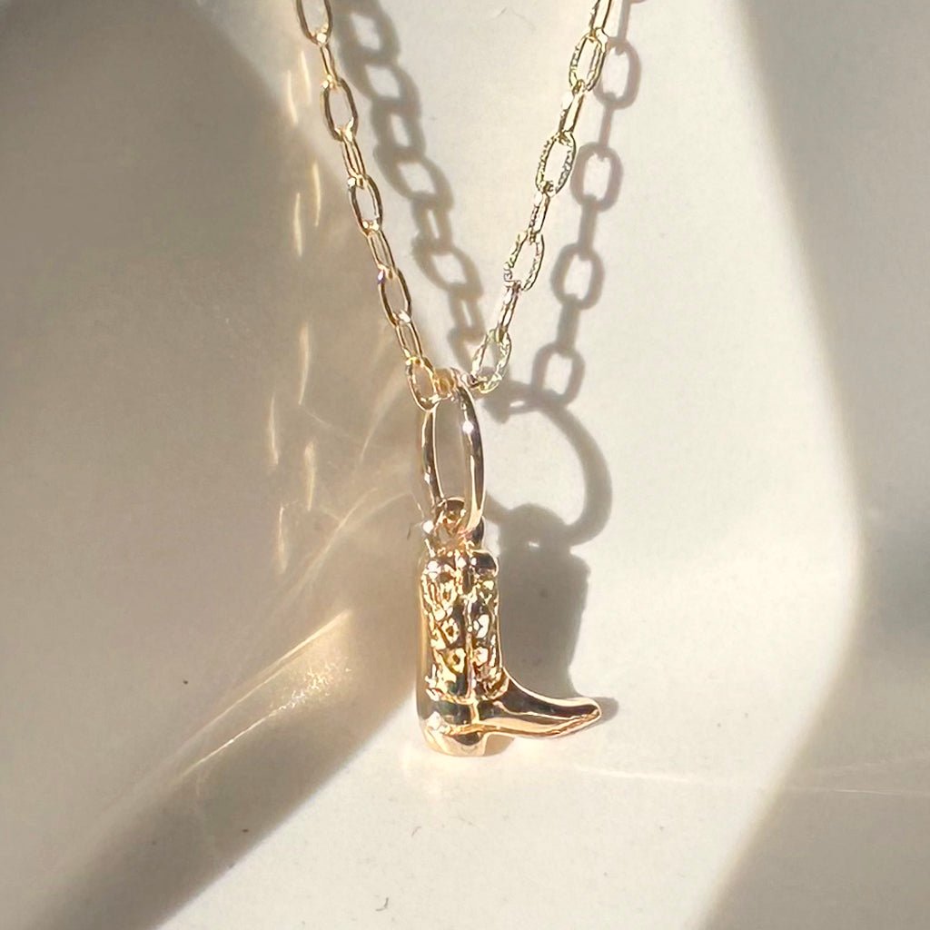 Solid 14k Gold Tiny Cowgirl Cowboy Boot Charm – Honeycat