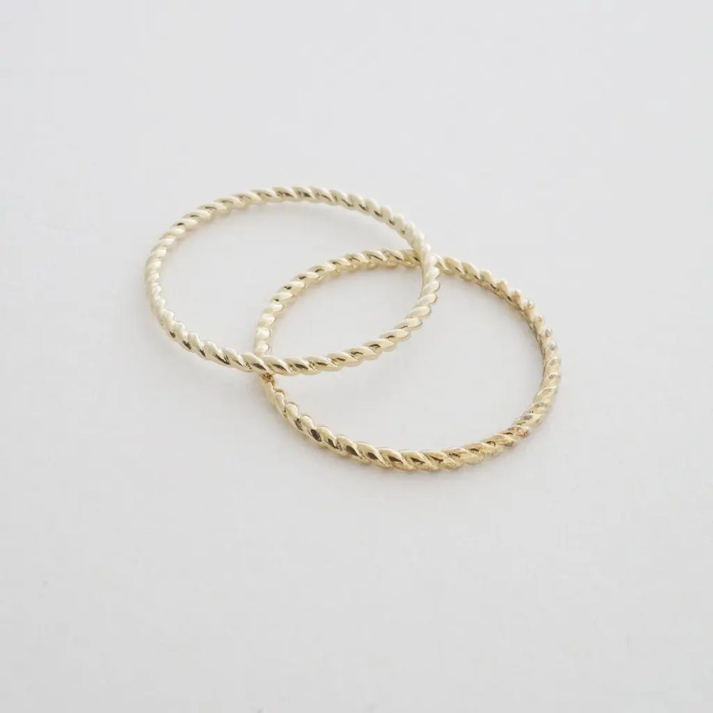 Twisted Rope Rings - Set of 2 skinny stacking rope bands – Honeycat Jewelry