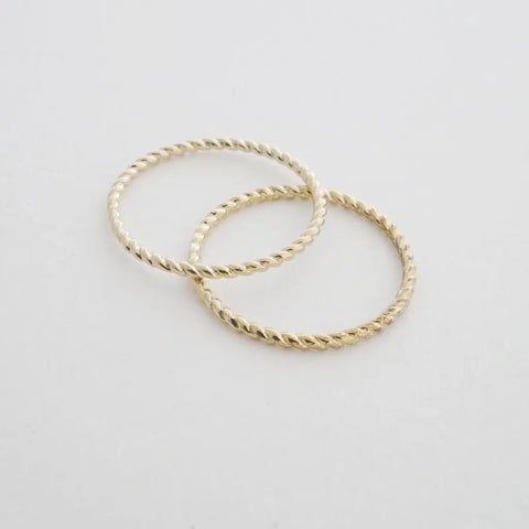 Twisted Rope Rings - Set of 2 skinny stacking rope bands – Honeycat Jewelry