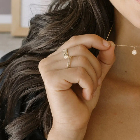 Twisted Rope Rings - Set of 2 skinny stacking rope bands – Honeycat Jewelry